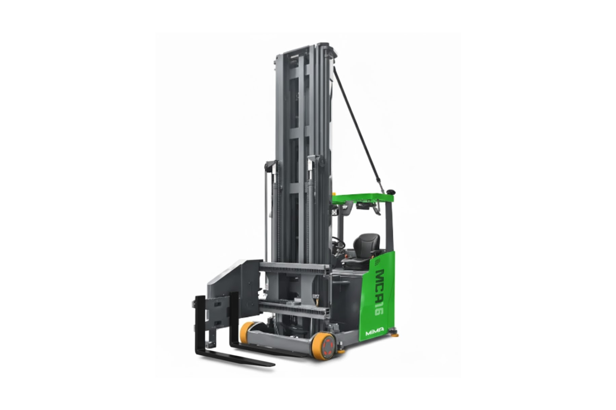 MiMA MCA Seated 3 way pallet stacker Lithium Pallet Stacker – Giraffe Group
